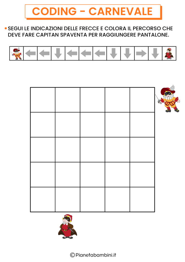 Schede di Coding sul Carnevale | PianetaBambini.it