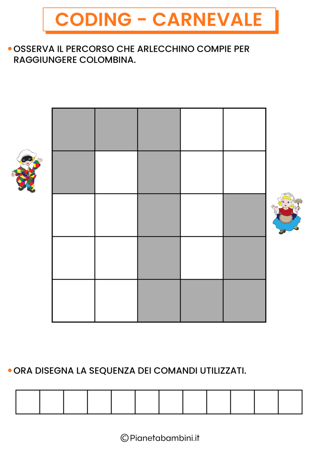 Schede di Coding di Carnevale | PianetaBambini.it