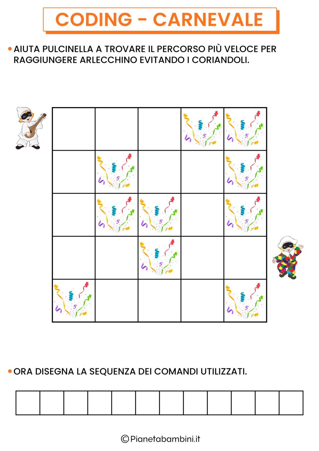 Schede di Coding di Carnevale | PianetaBambini.it