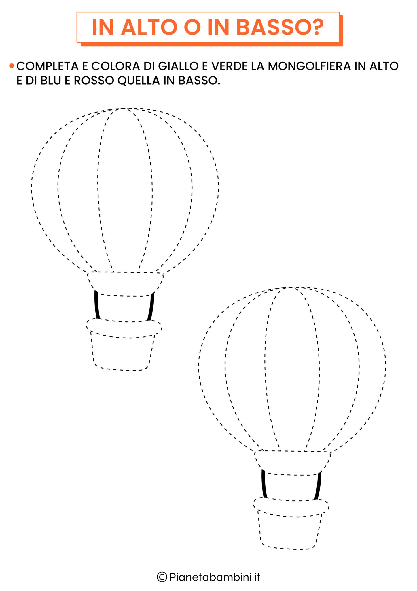 In Alto e In Basso: Schede Didattiche per Bambini | PianetaBambini.it