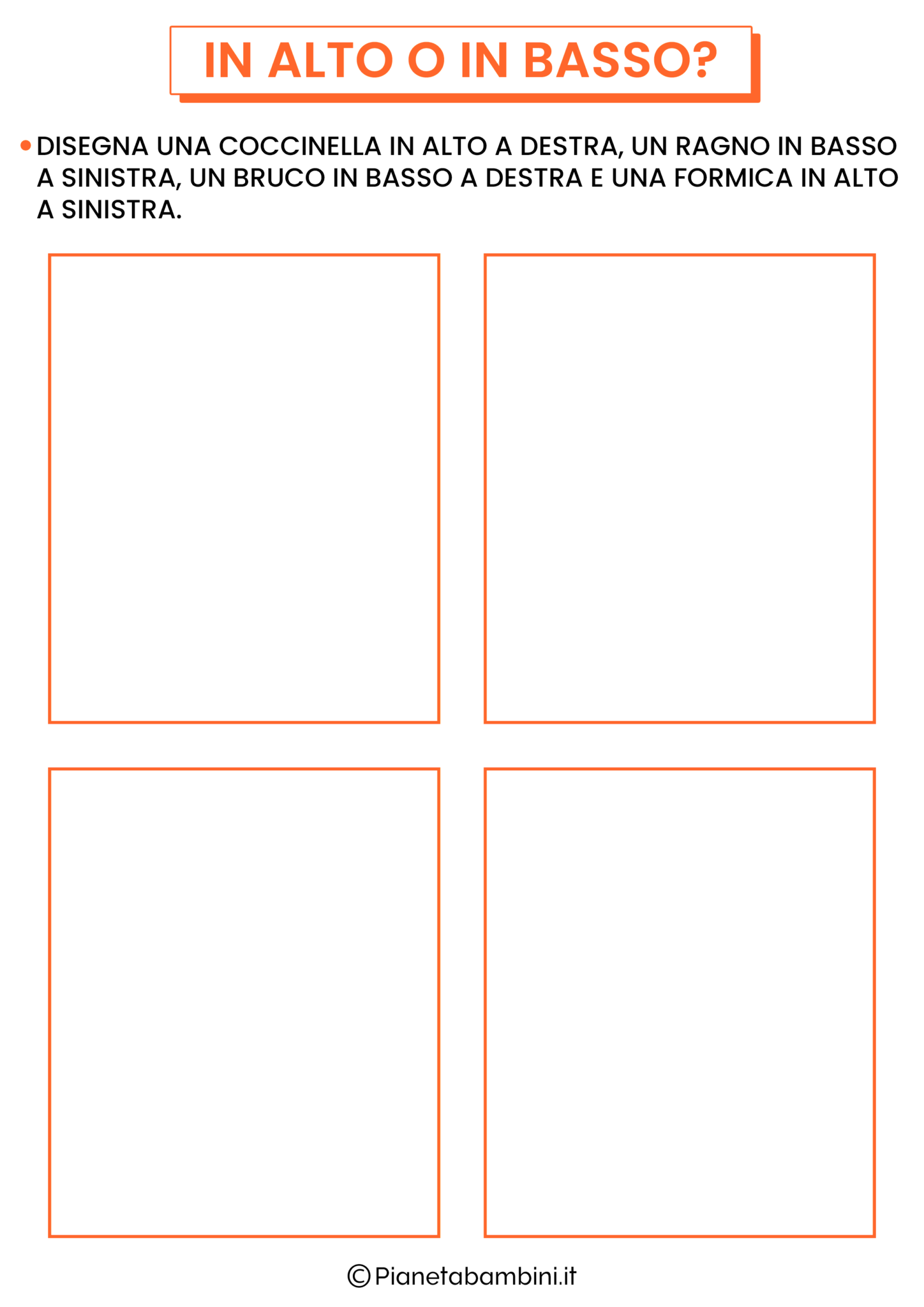 In Alto e In Basso: Schede Didattiche per Bambini | PianetaBambini.it