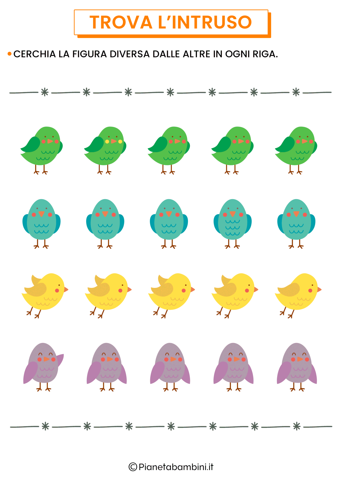 Trova l'Intruso: 57 Schede Didattiche per Bambini | PianetaBambini.it