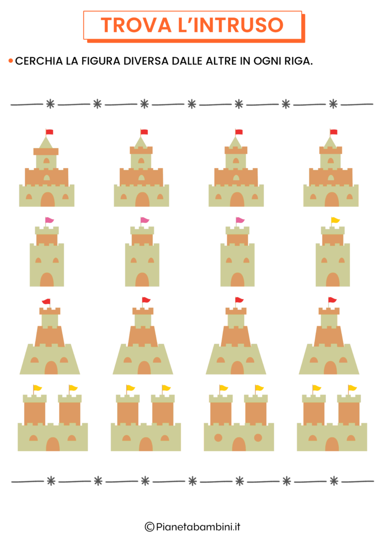 Trova l'Intruso: 57 Schede Didattiche per Bambini | PianetaBambini.it