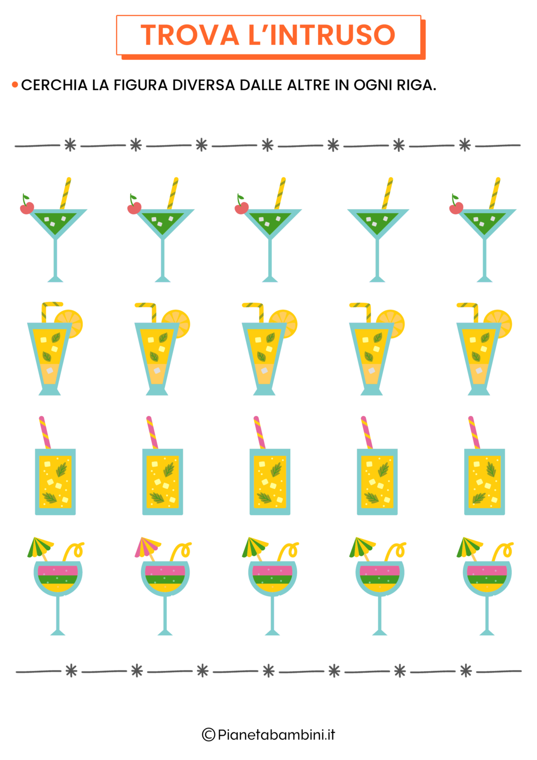 Trova l'Intruso: 57 Schede Didattiche per Bambini | PianetaBambini.it