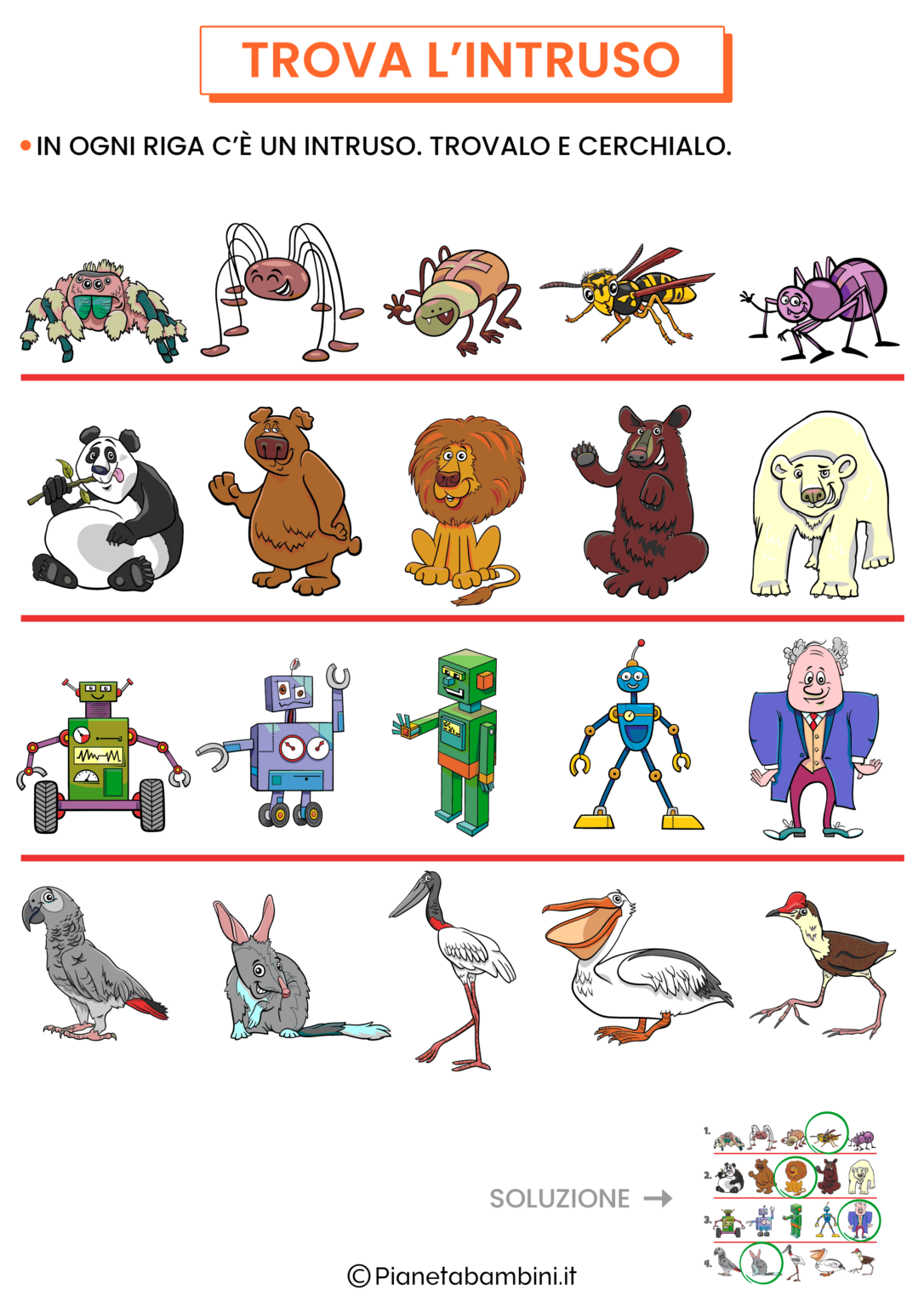 Trova l'Intruso: 57 Schede Didattiche per Bambini | PianetaBambini.it