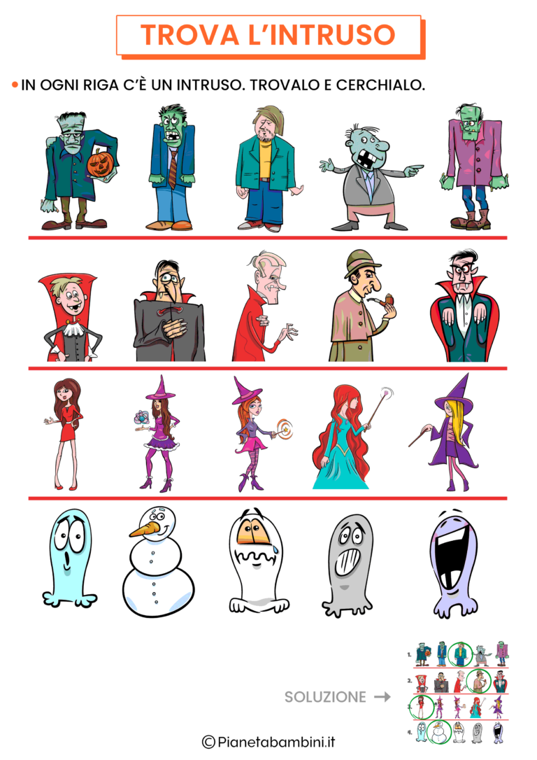 Trova l'Intruso: 57 Schede Didattiche per Bambini | PianetaBambini.it
