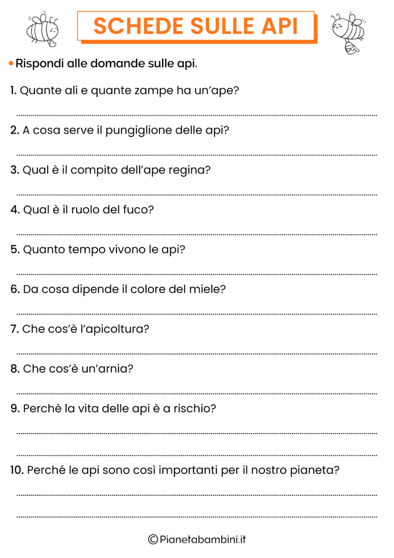 Schede Didattiche sulle Api per la Scuola Primaria | PianetaBambini.it