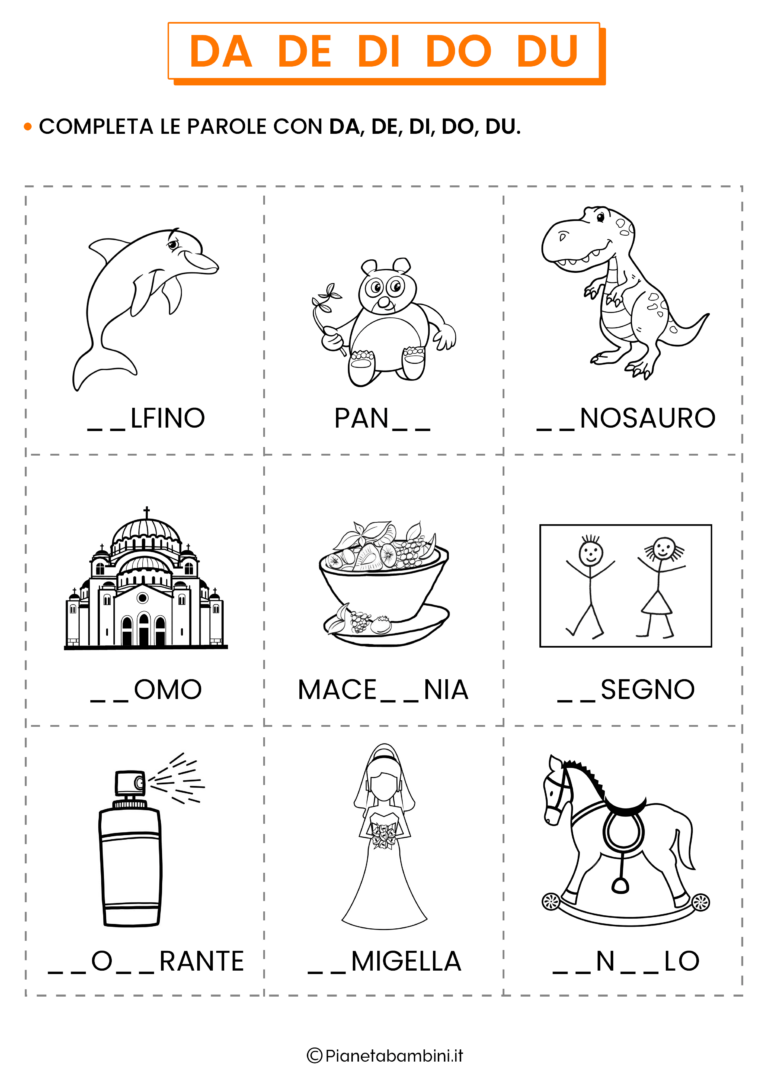 Schede Didattiche su DA DE DI DO DU | PianetaBambini.it