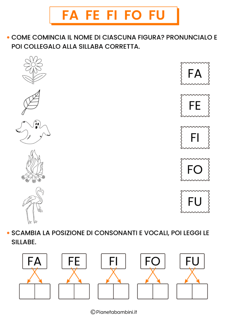 Schede Didattiche su FA FE FI FO FU | PianetaBambini.it