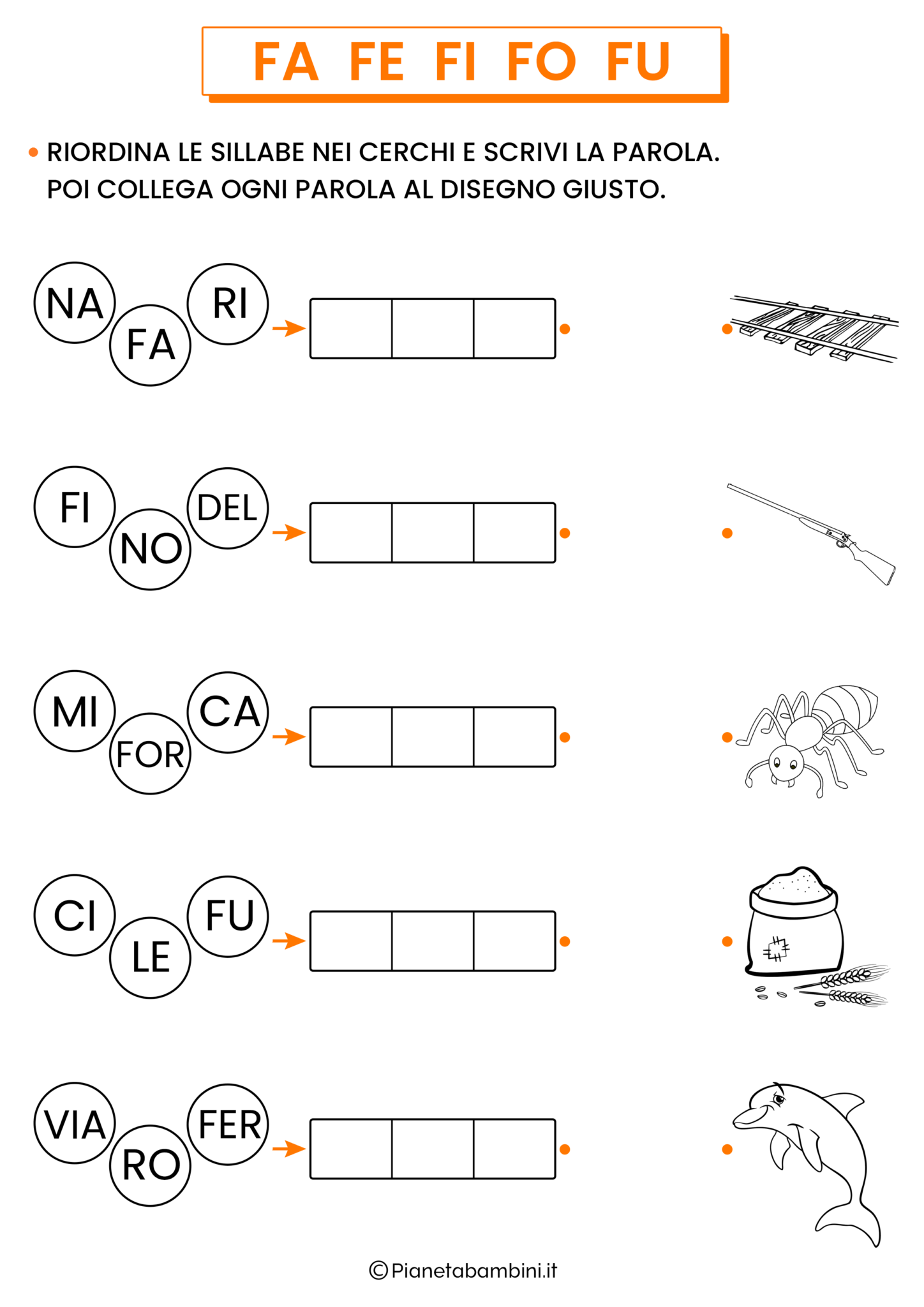 Schede Didattiche su FA FE FI FO FU | PianetaBambini.it