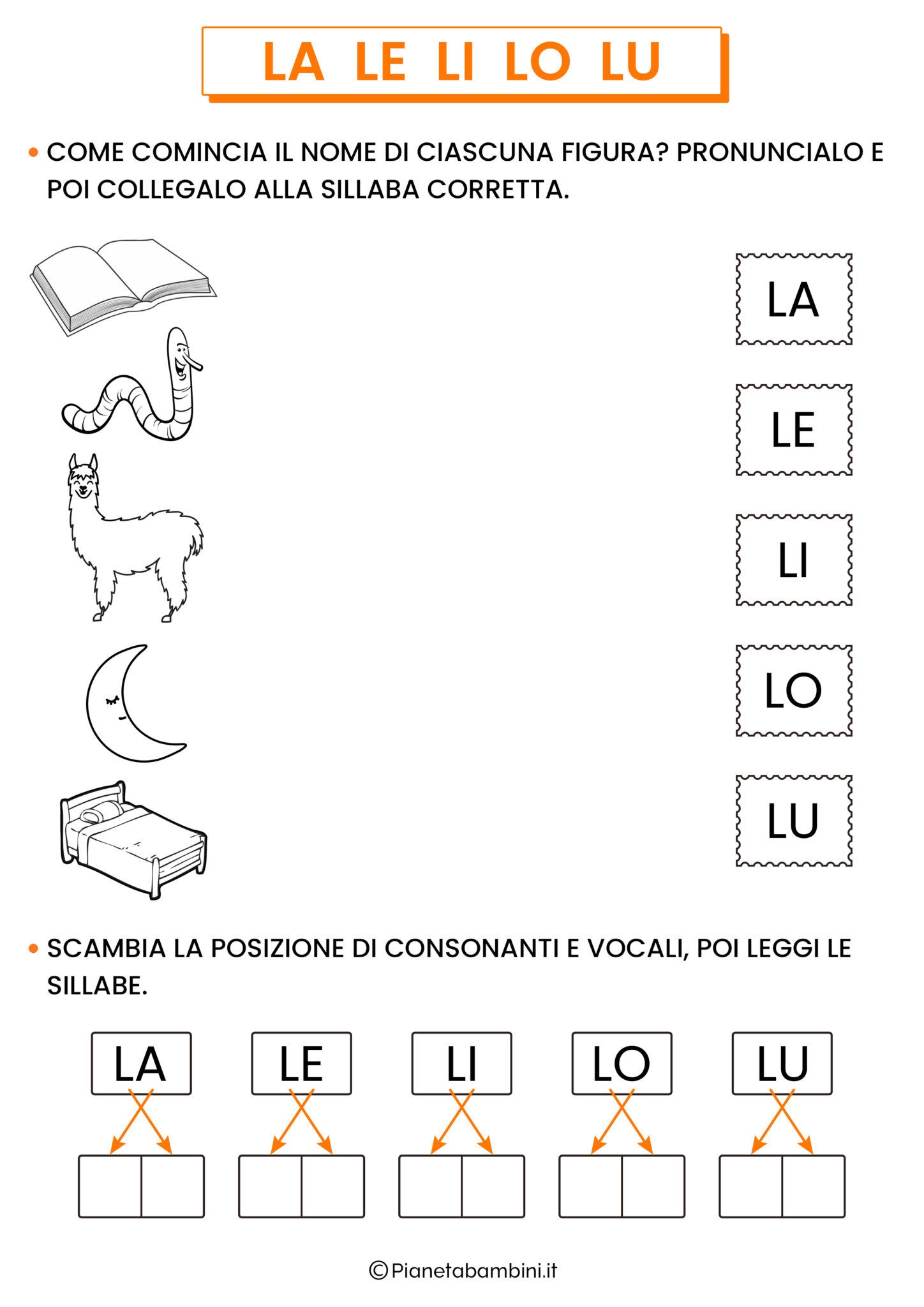 Schede Didattiche su LA LE LI LO LU | PianetaBambini.it Schede Didattiche su LA LE LI LO LU | PianetaBambini.it