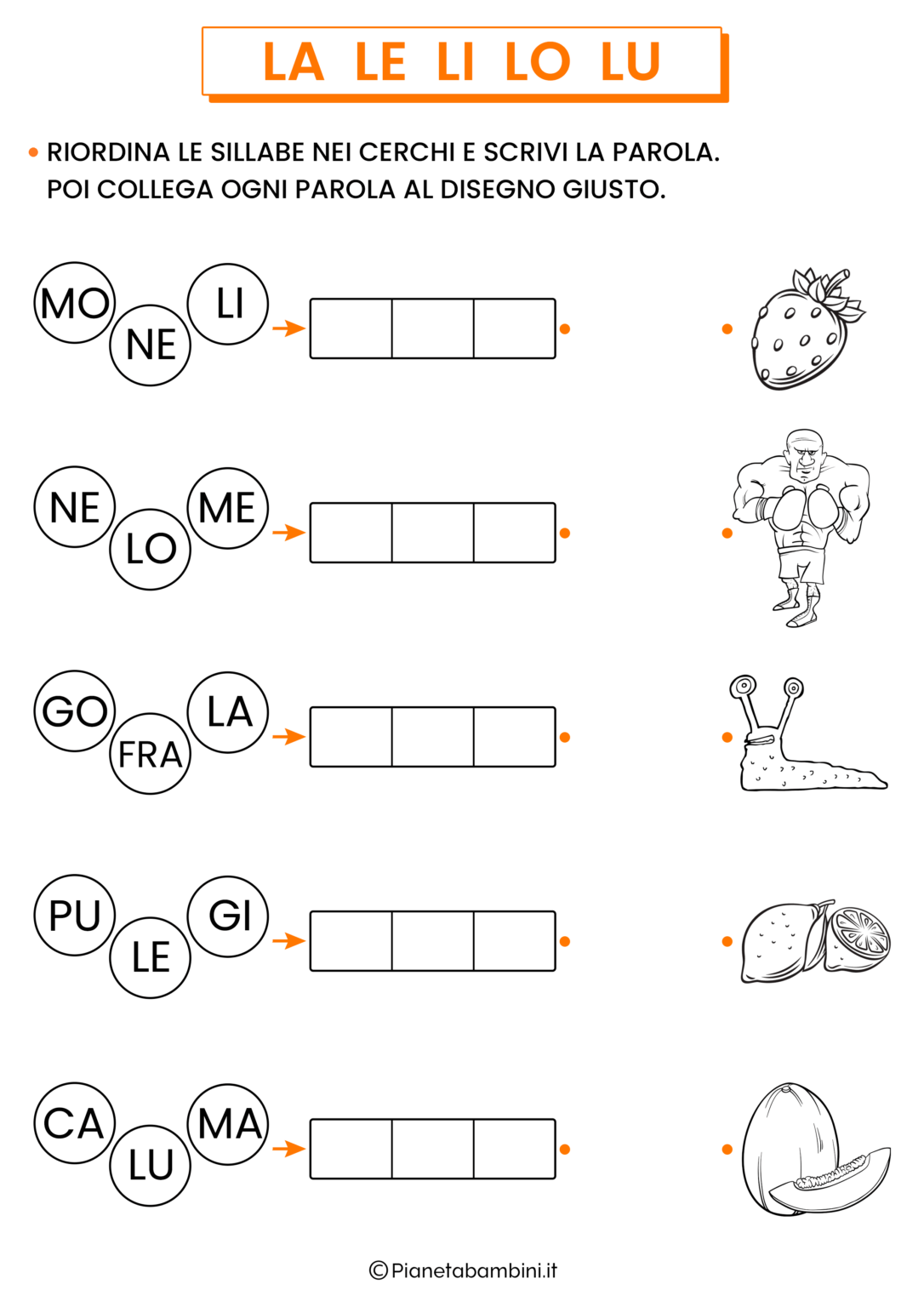 Schede Didattiche su LA LE LI LO LU | PianetaBambini.it