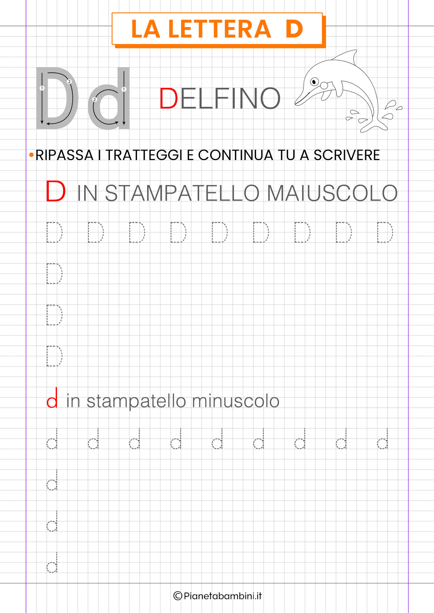 Schede sulla Lettera D per la Classe Prima | PianetaBambini.it
