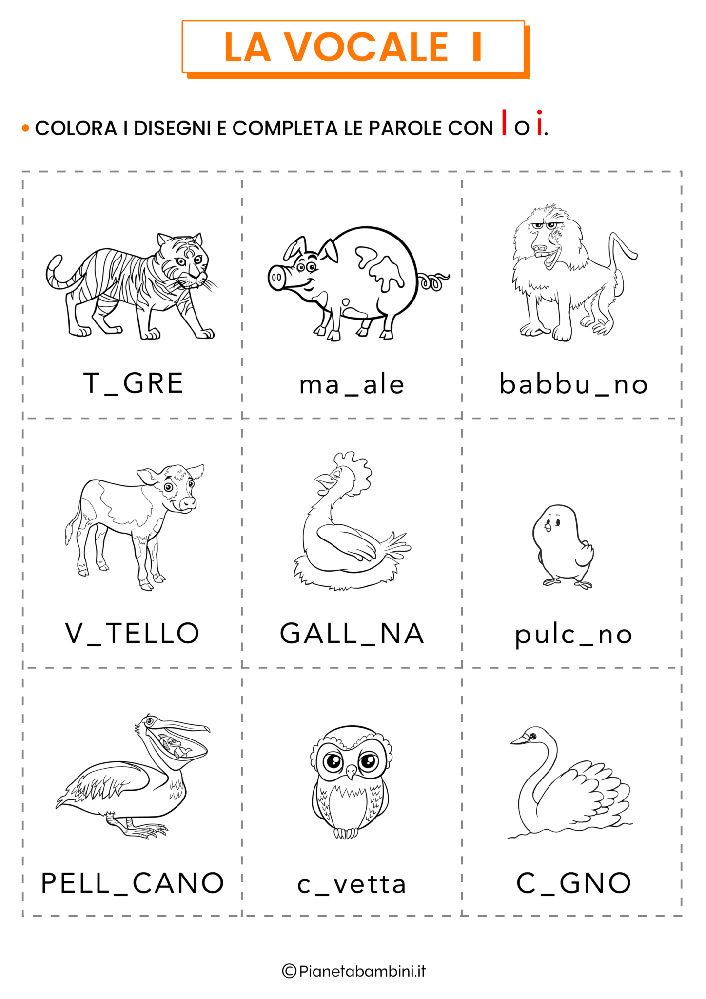 Schede sulla Vocale I per la Classe Prima | PianetaBambini.it