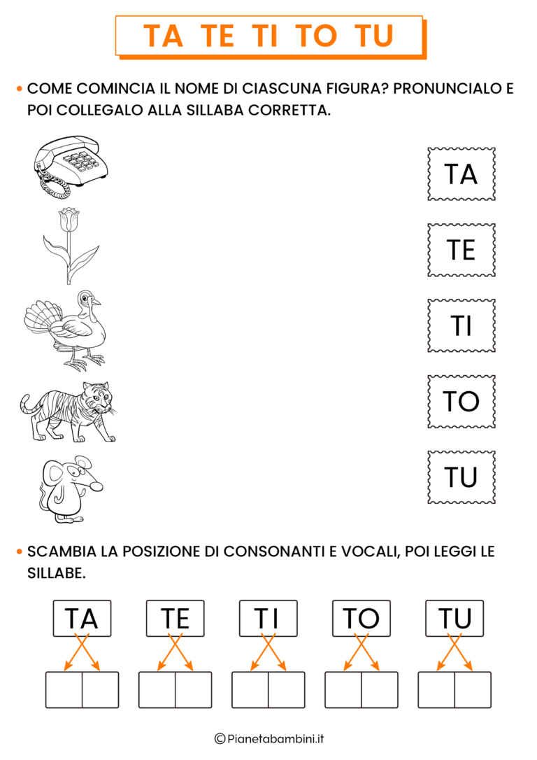 Schede Didattiche su TA TE TI TO TU | PianetaBambini.it