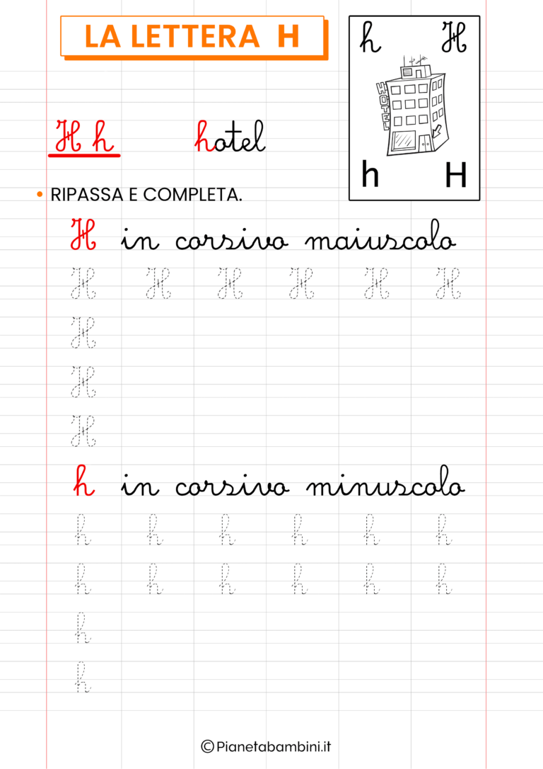 Schede sulla Lettera H per la Classe Prima | PianetaBambini.it