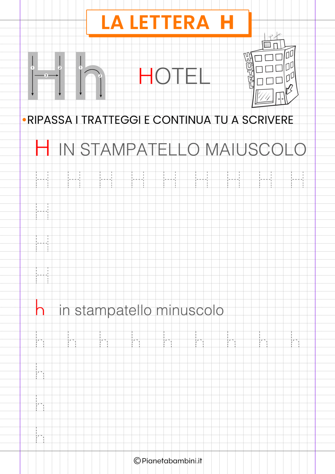 Schede sulla Lettera H per la Classe Prima | PianetaBambini.it