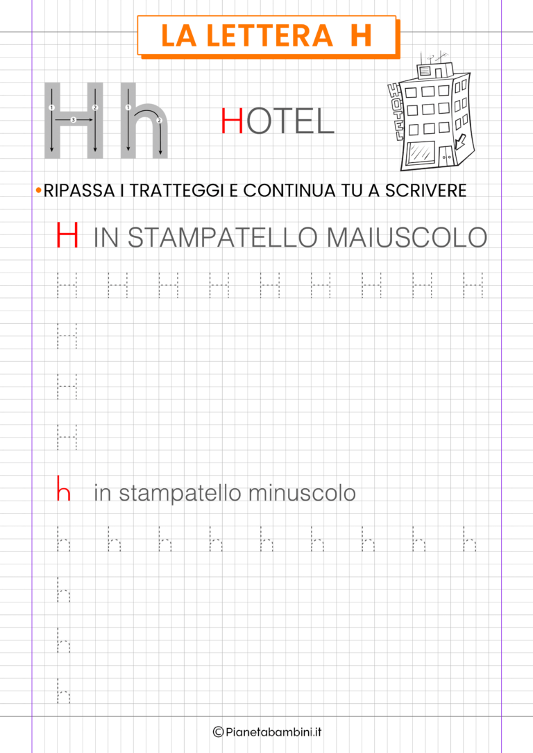 Schede sulla Lettera H per la Classe Prima | PianetaBambini.it