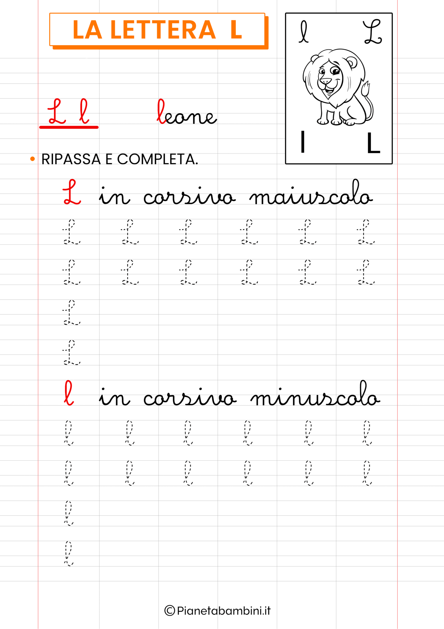 Schede sulla Lettera L per la Classe Prima | PianetaBambini.it