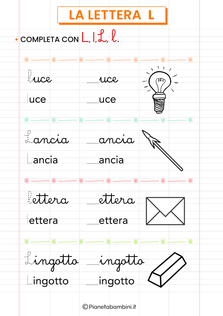 Schede sulla Lettera L per la Classe Prima | PianetaBambini.it