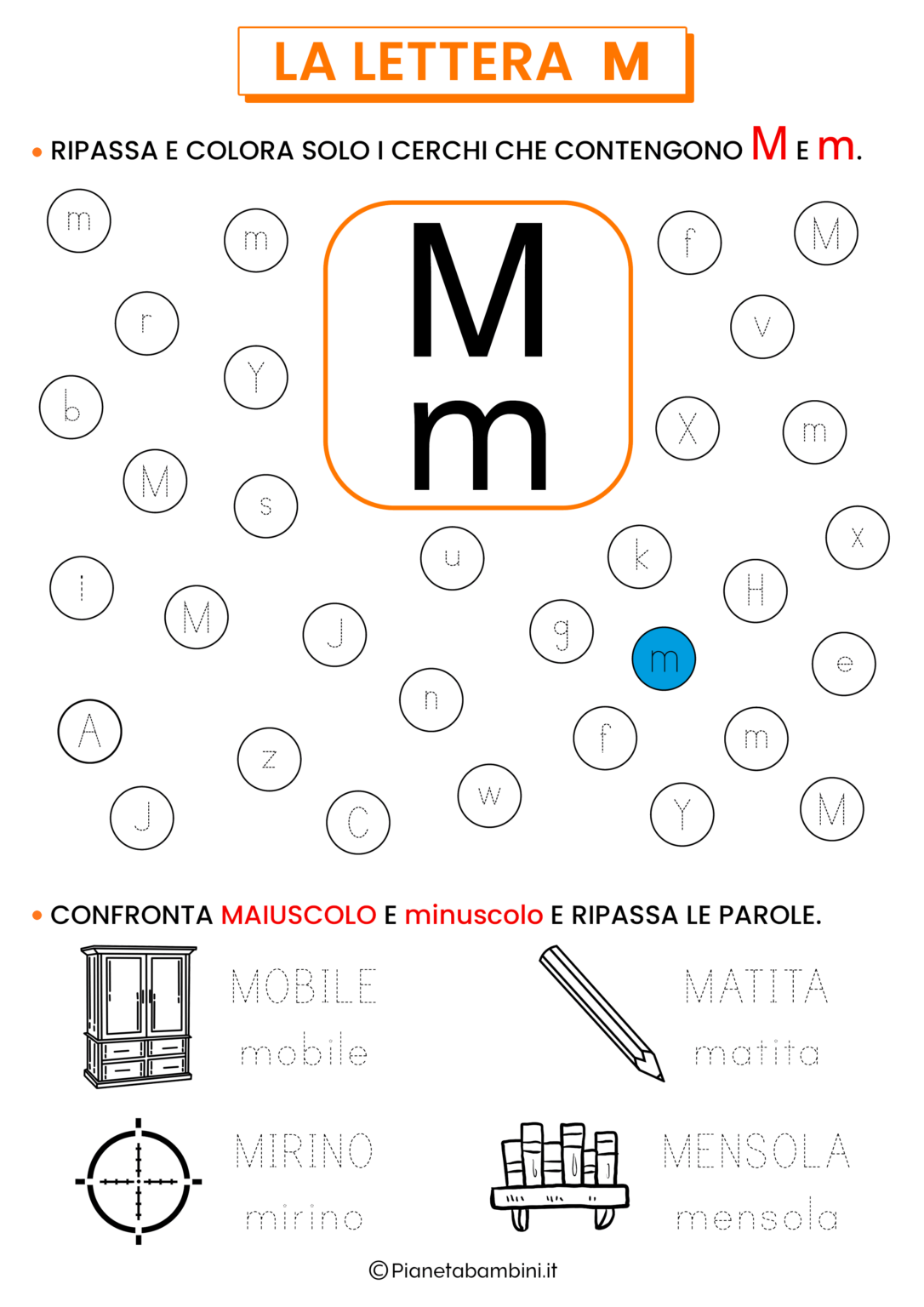 Schede sulla Lettera M per la Classe Prima | PianetaBambini.it