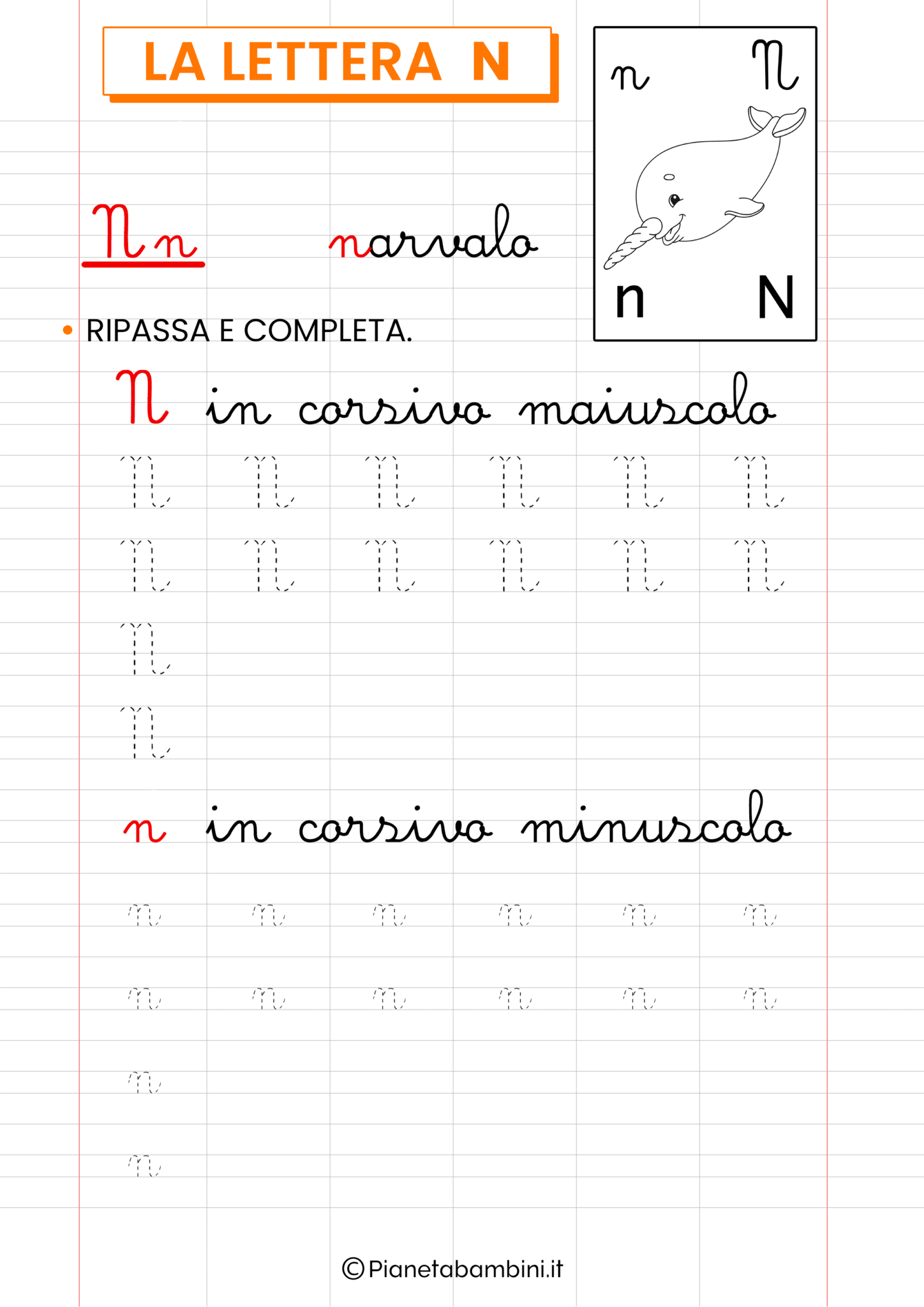 Schede sulla Lettera N per la Classe Prima | PianetaBambini.it