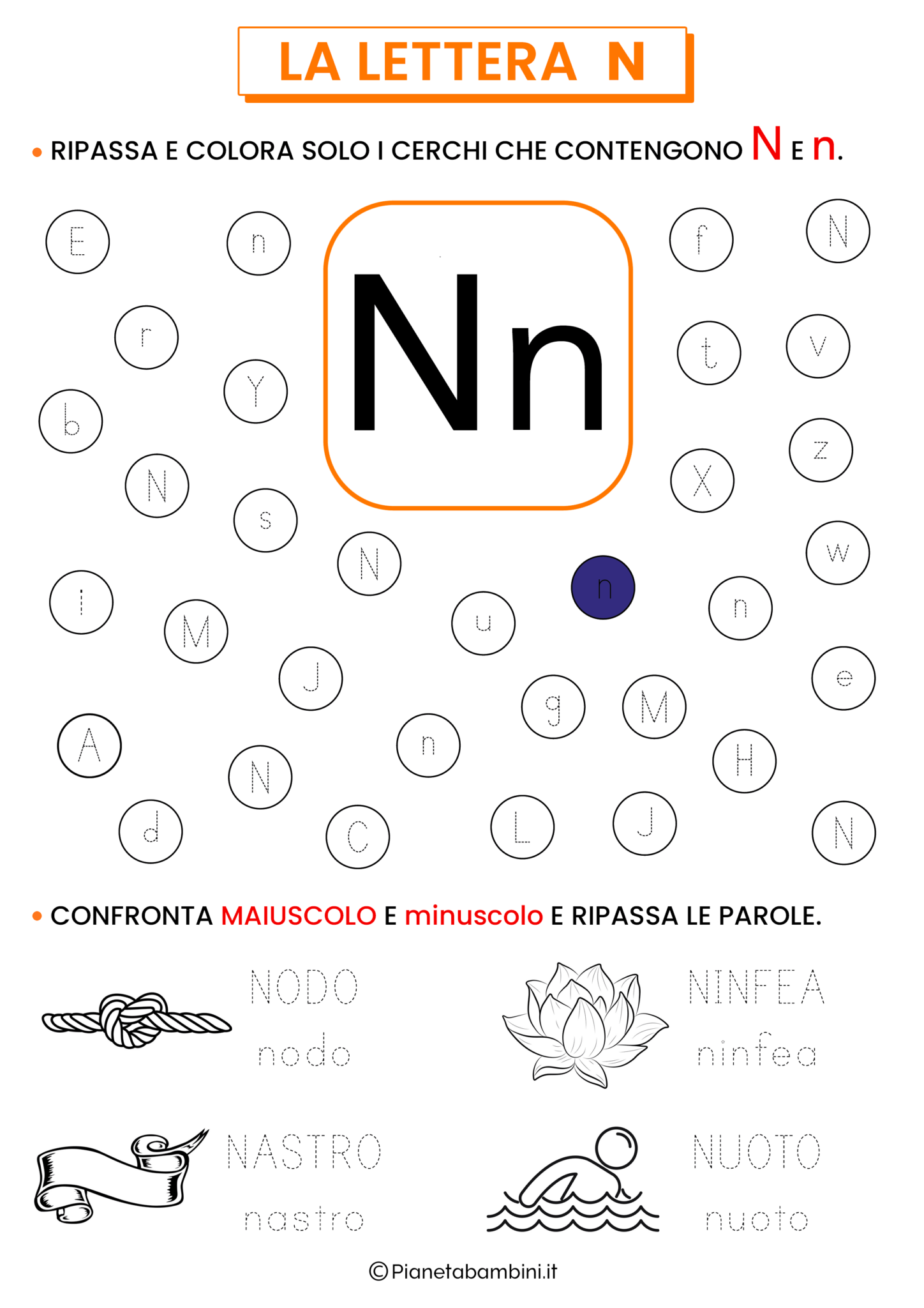 Schede sulla Lettera N per la Classe Prima | PianetaBambini.it