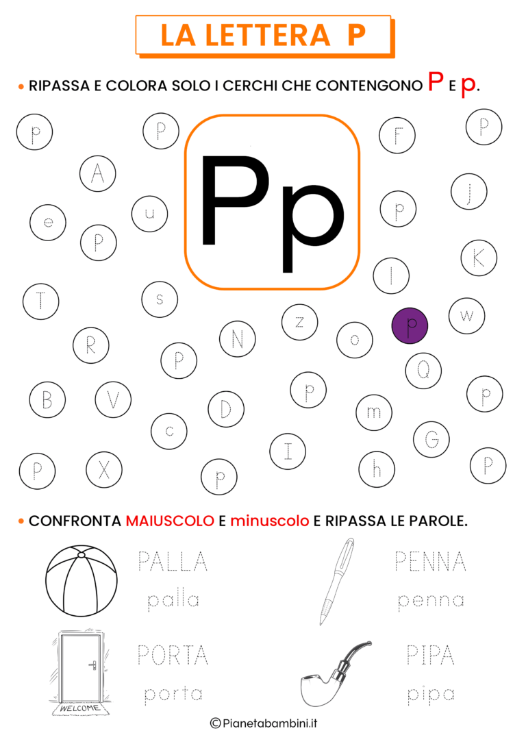 Schede sulla Lettera P per la Classe Prima | PianetaBambini.it