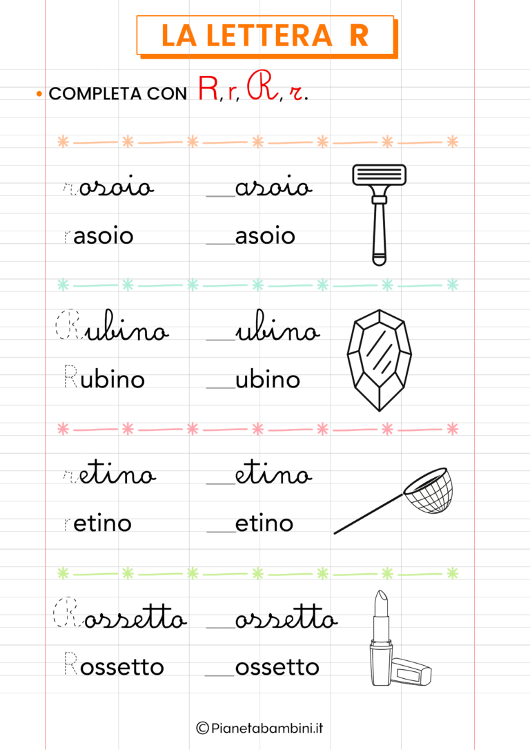 Schede sulla Lettera R per la Classe Prima | PianetaBambini.it