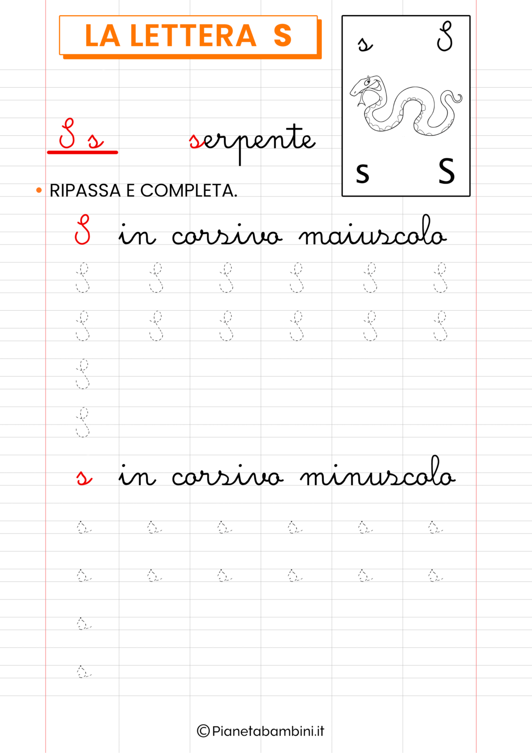 Schede sulla Lettera S per la Classe Prima | PianetaBambini.it