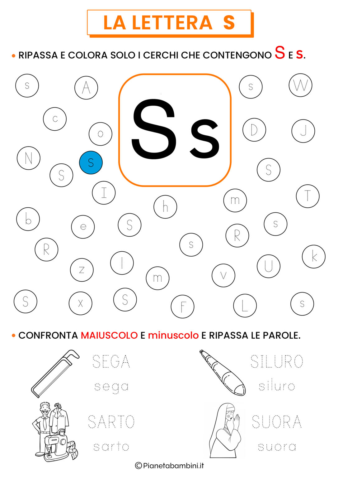 Schede sulla Lettera S per la Classe Prima | PianetaBambini.it