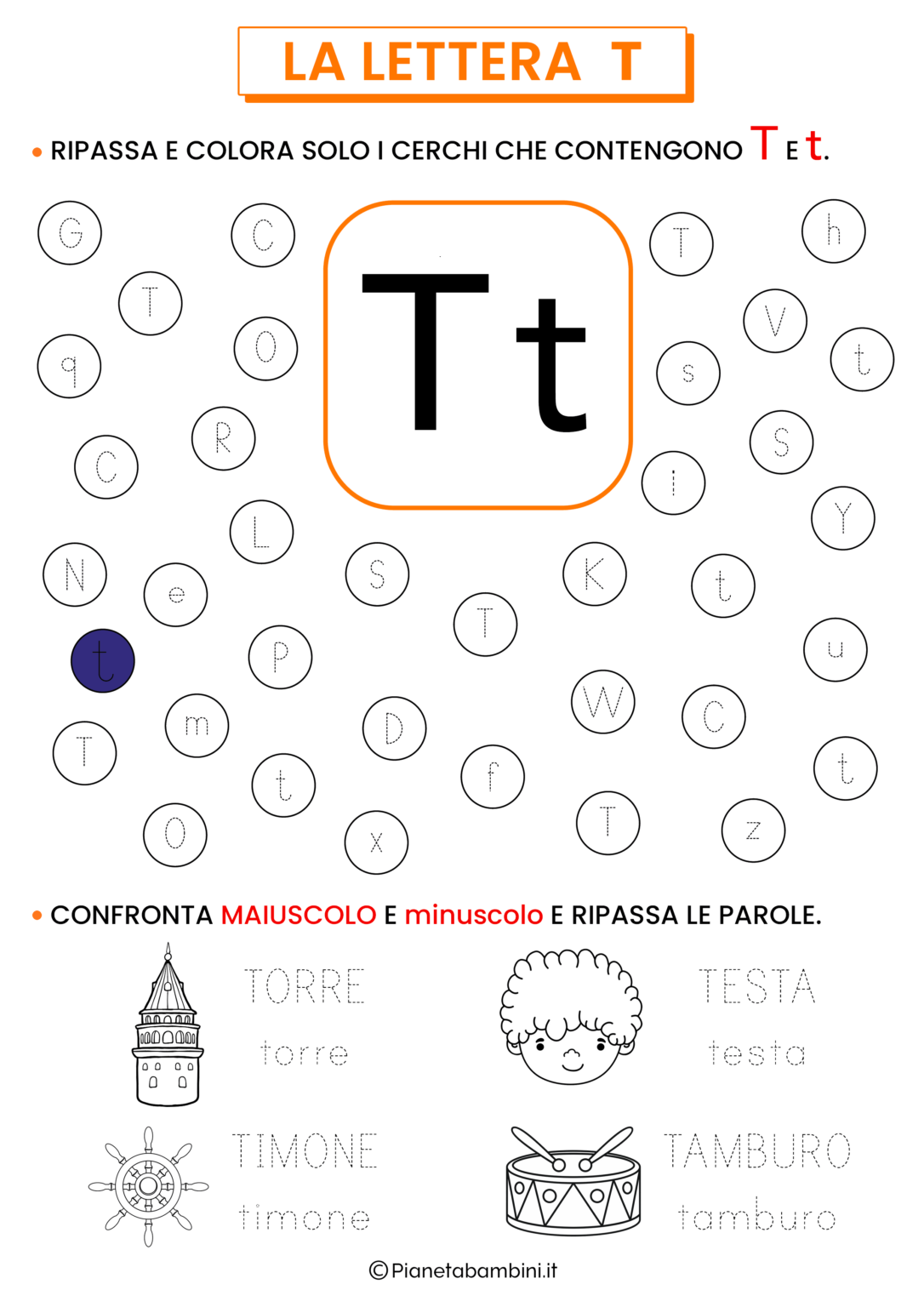 Schede sulla Lettera T per la Classe Prima | PianetaBambini.it