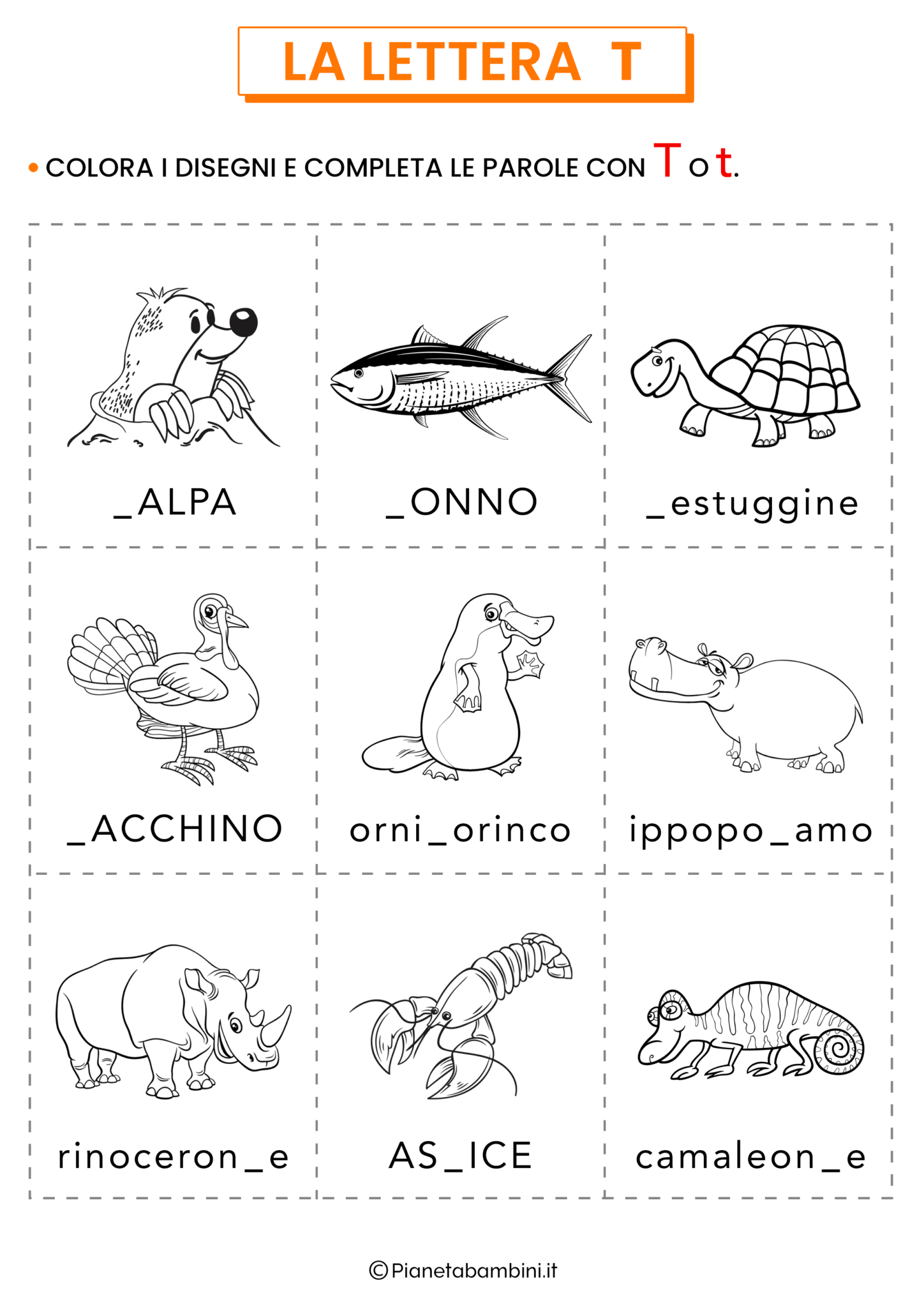 Schede sulla Lettera T per la Classe Prima | PianetaBambini.it