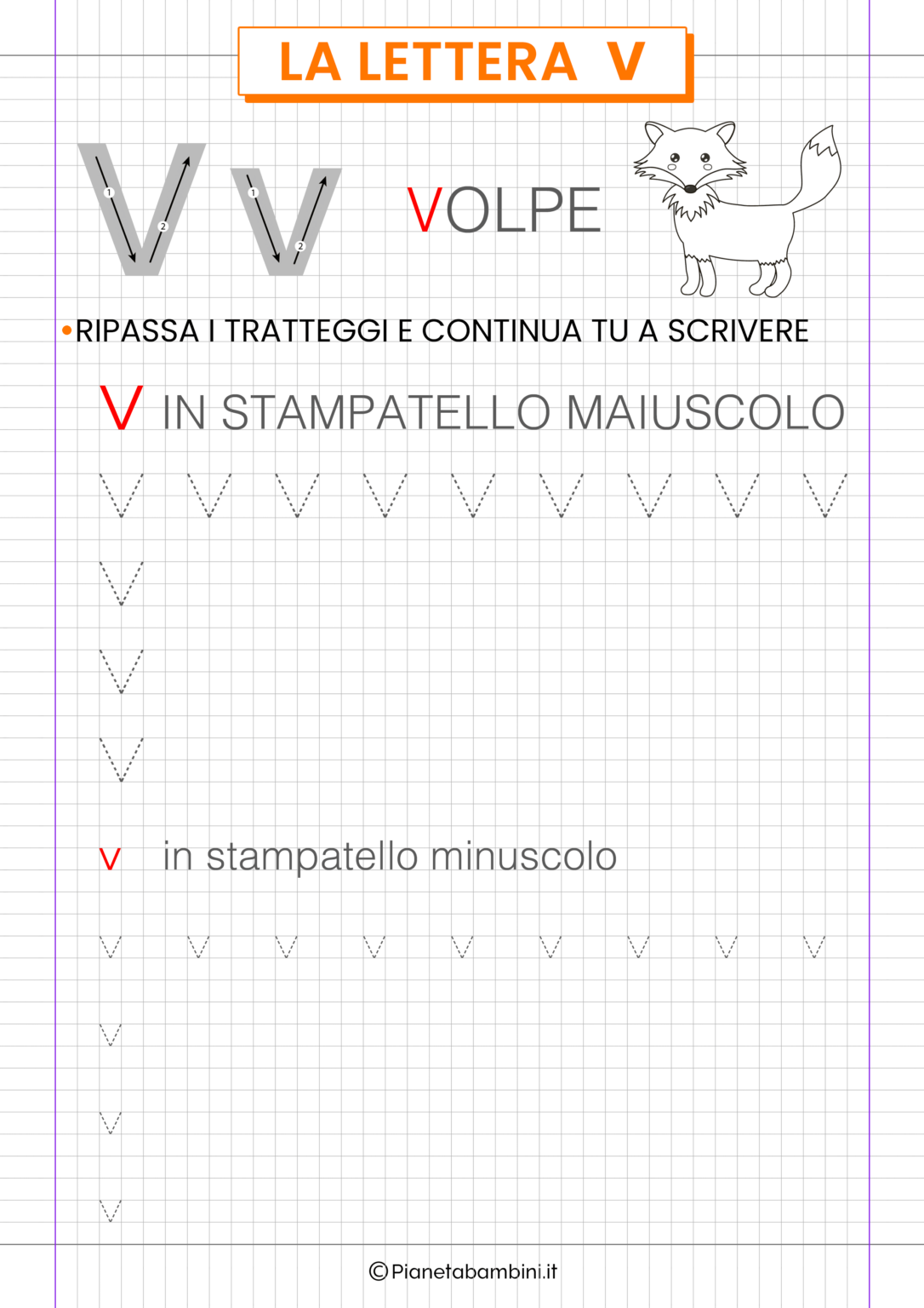 Schede sulla Lettera V per la Classe Prima | PianetaBambini.it