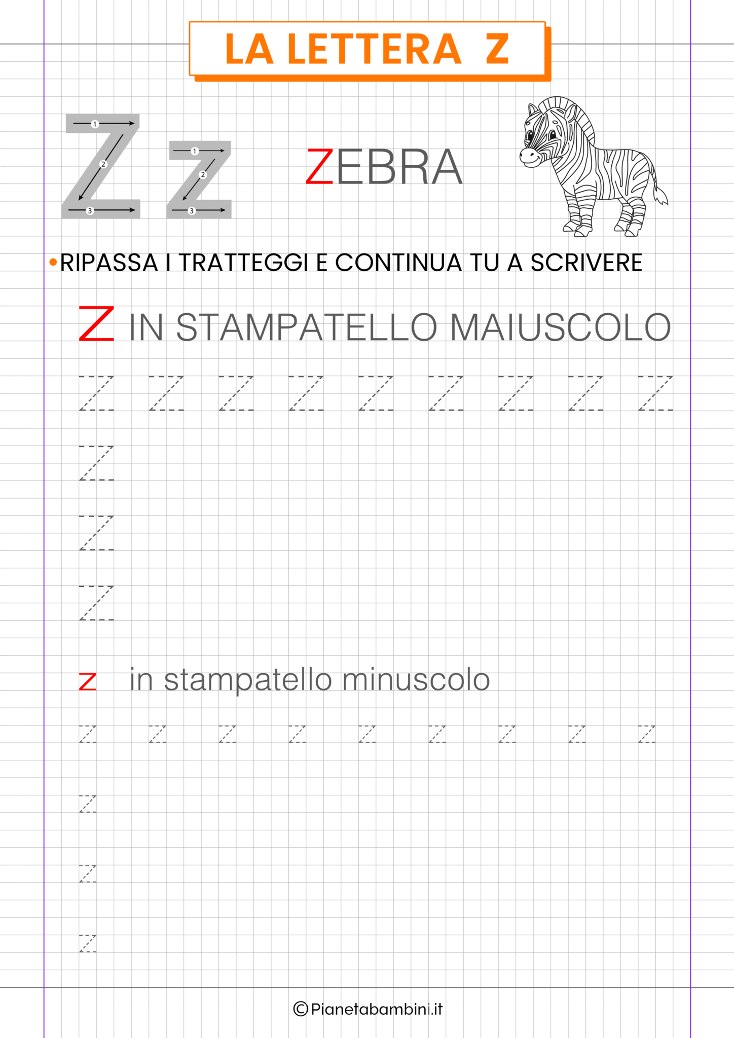 Schede sulla Lettera Z per la Classe Prima | PianetaBambini.it