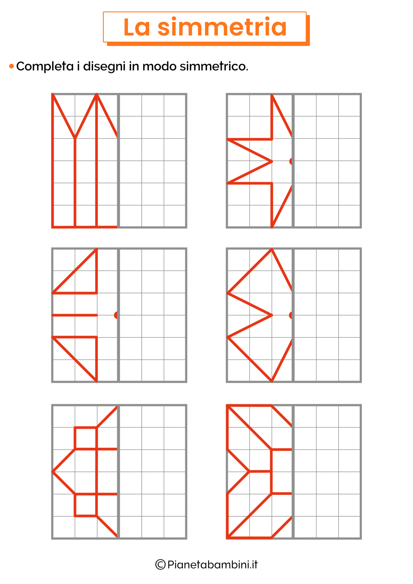 Esercizi sulla Simmetria per la Scuola Primaria | PianetaBambini.it