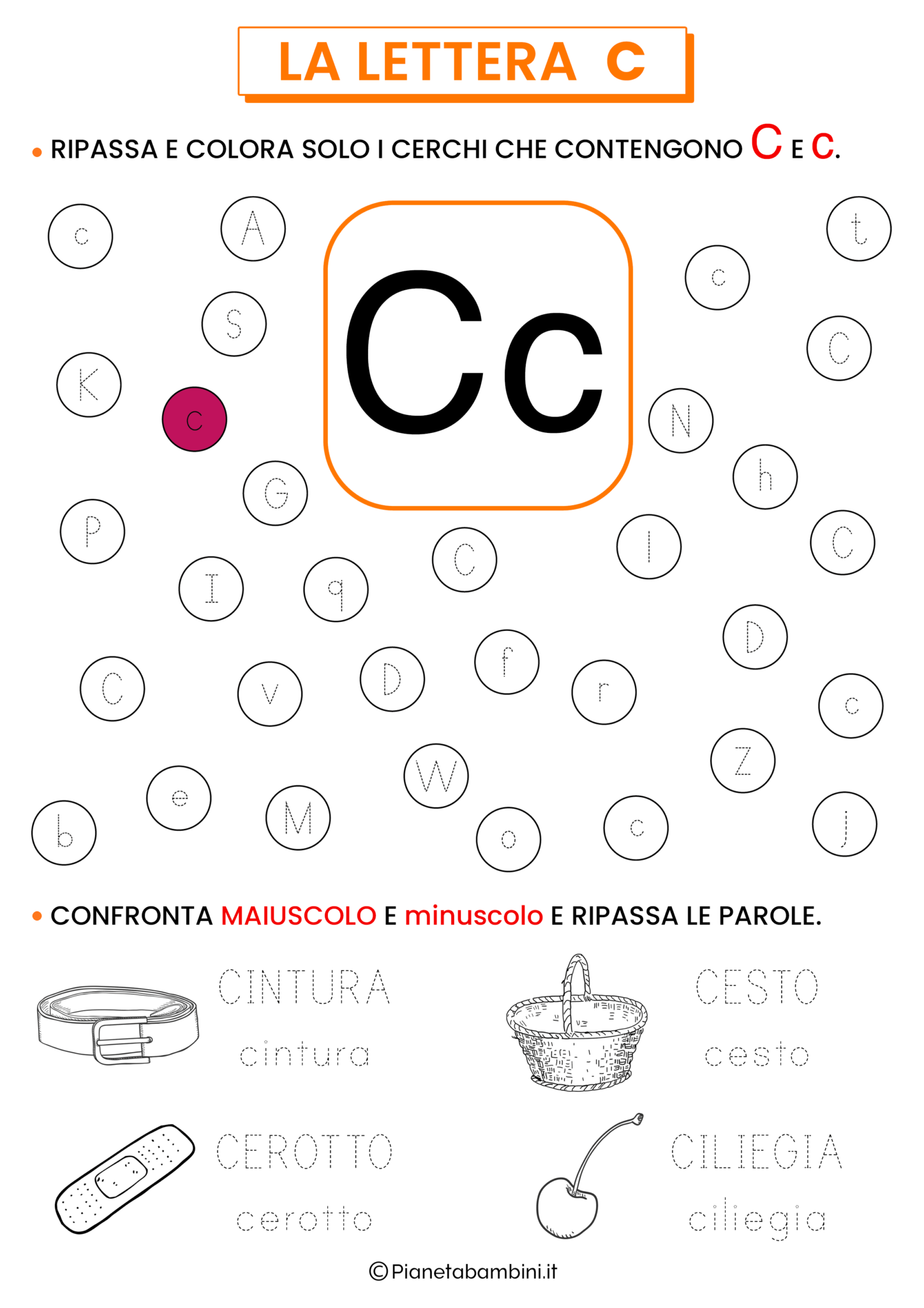 Schede sulla Lettera C per la Classe Prima | PianetaBambini.it