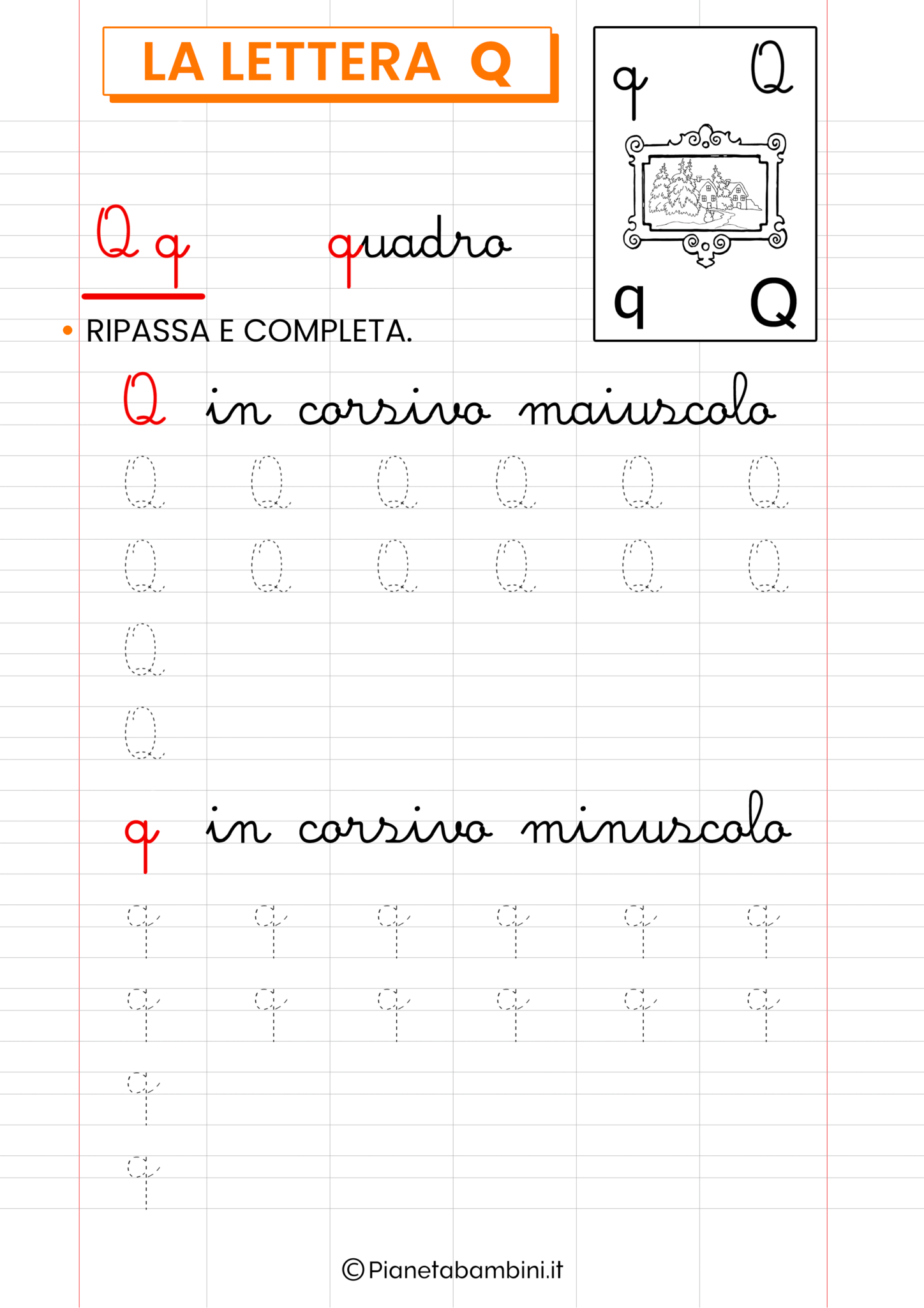 Schede sulla Lettera Q per la Classe Prima | PianetaBambini.it