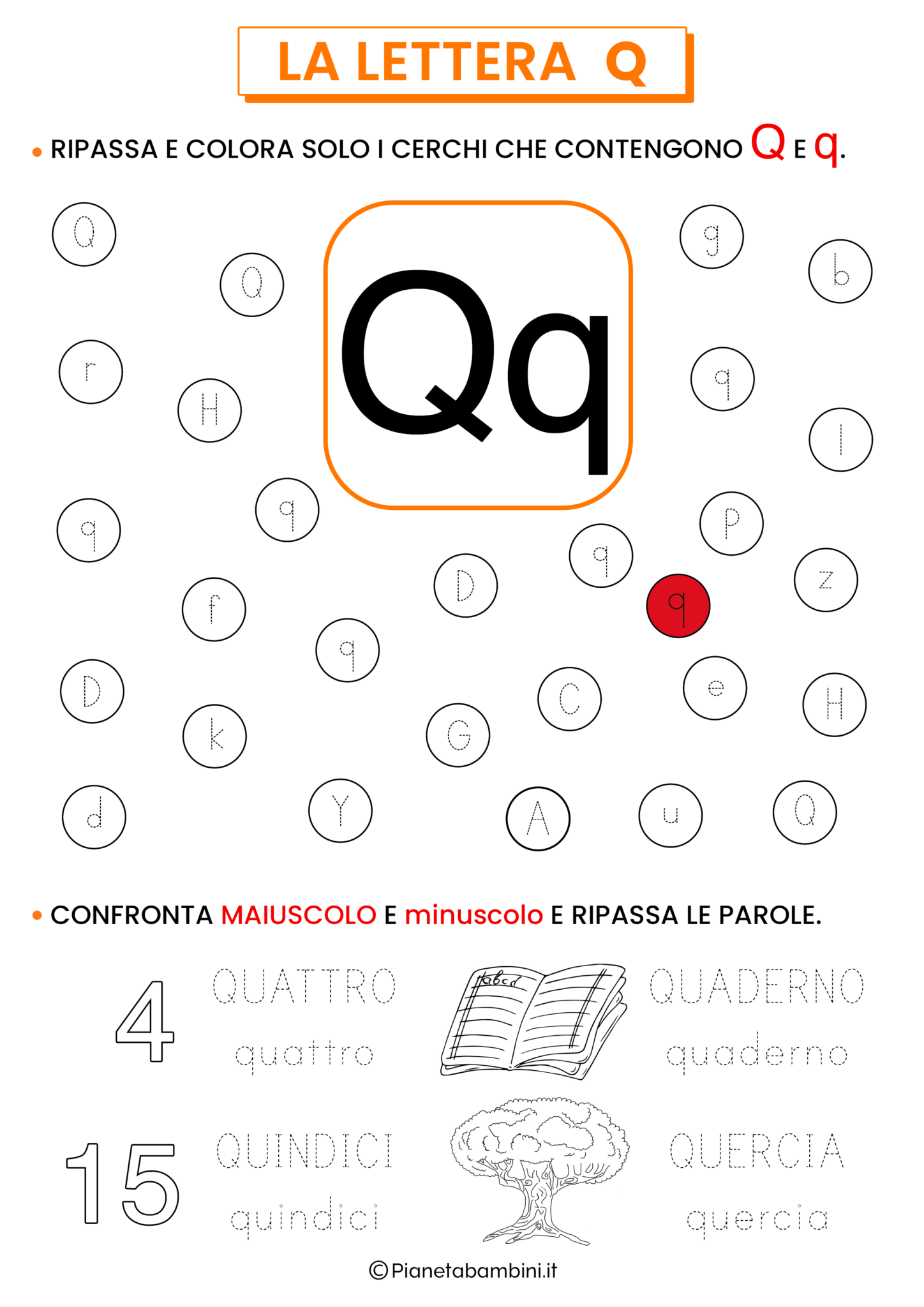 Schede sulla Lettera Q per la Classe Prima | PianetaBambini.it Schede sulla Lettera Q per la Classe Prima | PianetaBambini.it