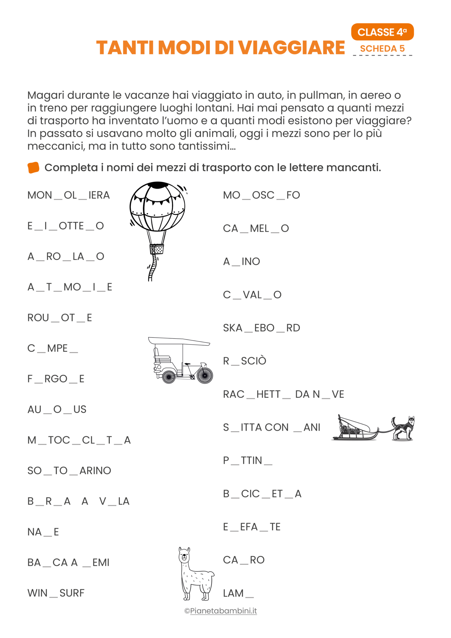 Schede di Accoglienza per la Classe Quarta | PianetaBambini.it