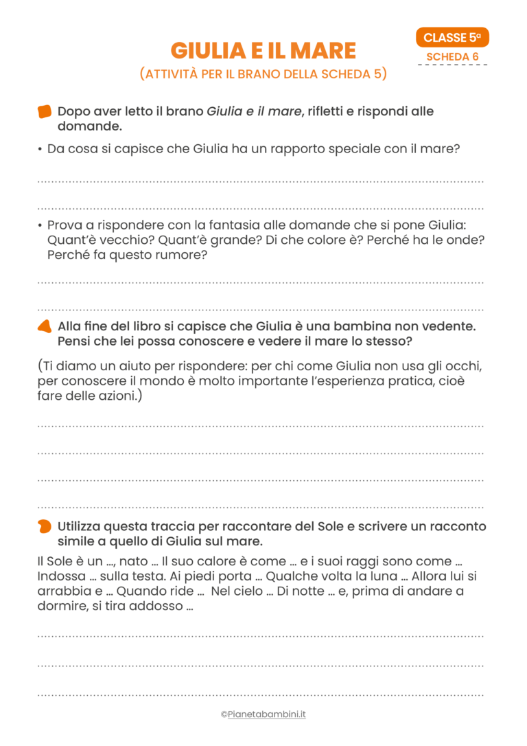 Schede di Accoglienza per la Classe Quinta | PianetaBambini.it