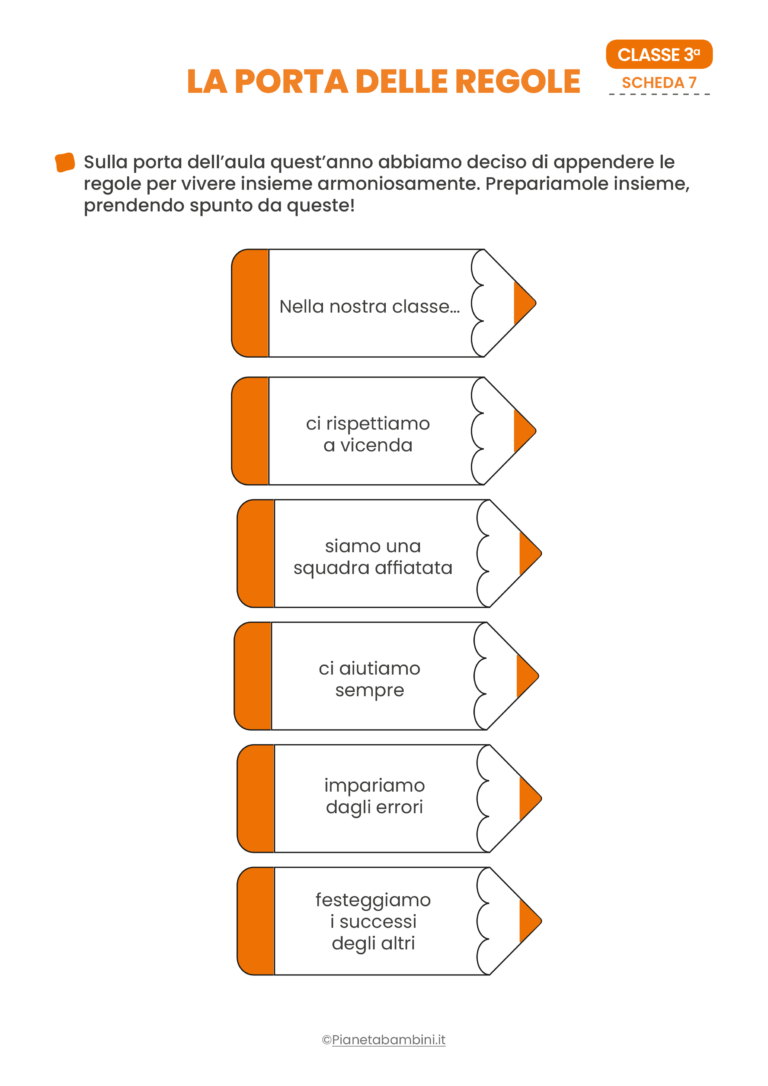 Schede di Accoglienza per la Classe Terza | PianetaBambini.it