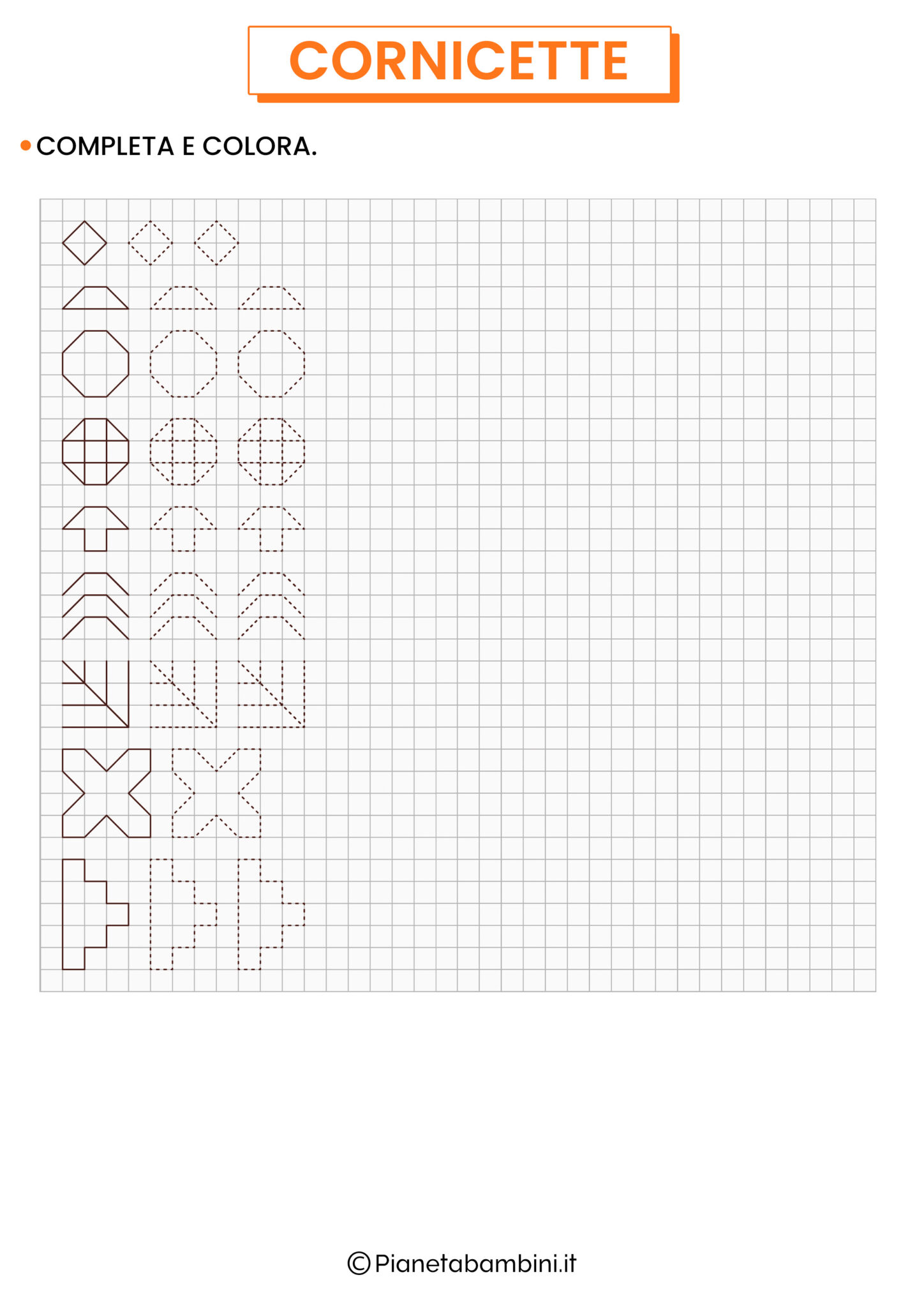 23 Pagine di Cornicette a Quadretti da Stampare e Completare ...