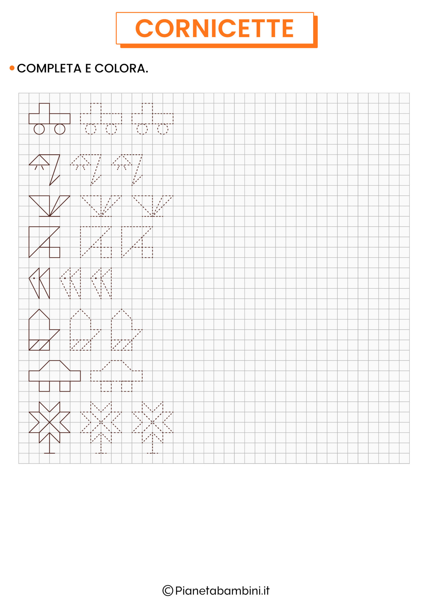 23 Pagine di Cornicette a Quadretti da Stampare e Completare ...