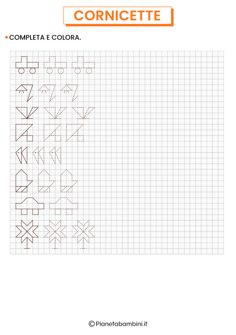 23 Pagine di Cornicette a Quadretti da Stampare e Completare ...