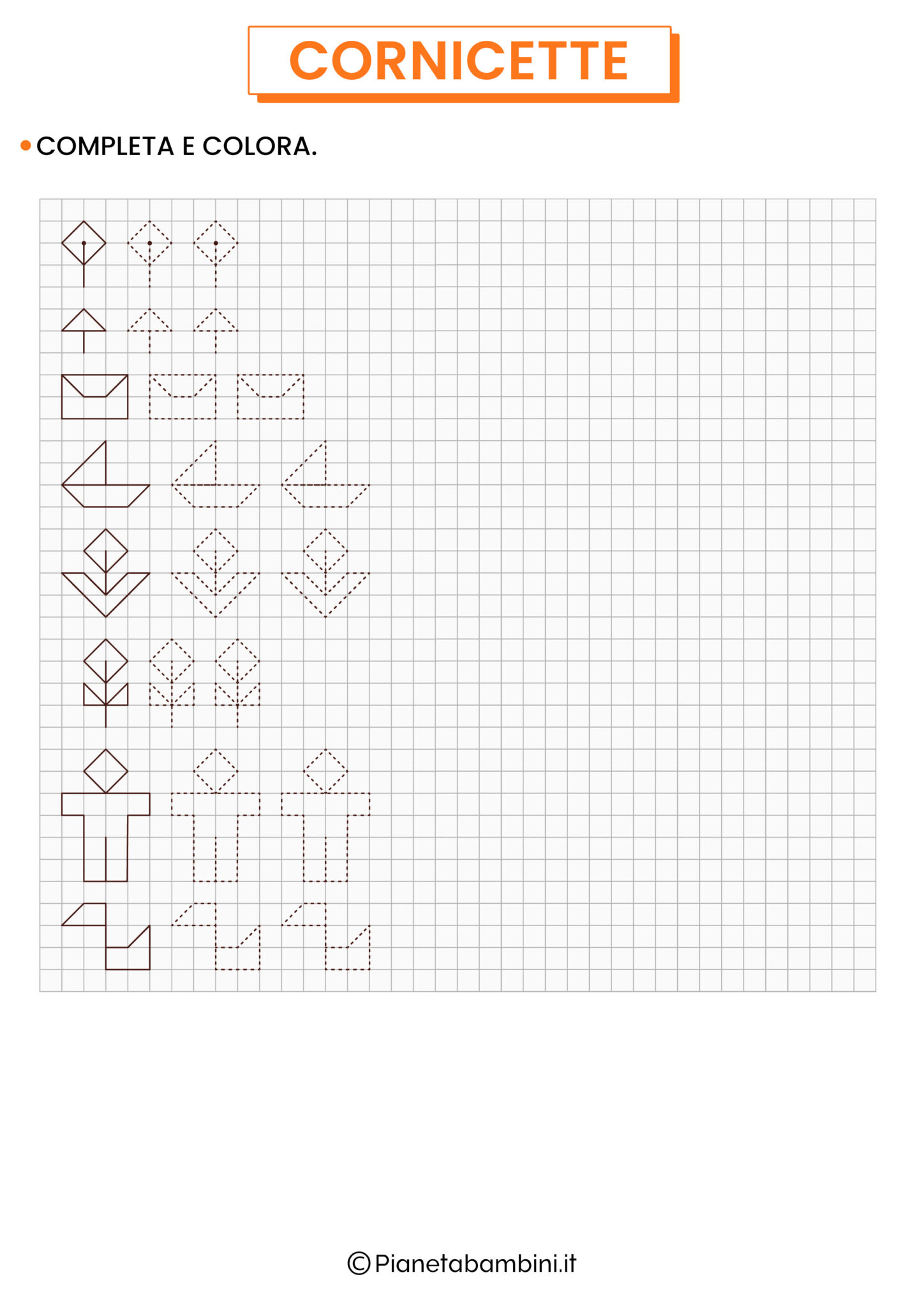 23 Pagine di Cornicette a Quadretti da Stampare e Completare ...