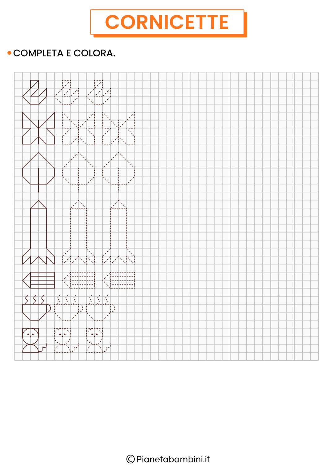 23 Pagine di Cornicette a Quadretti da Stampare e Completare ...