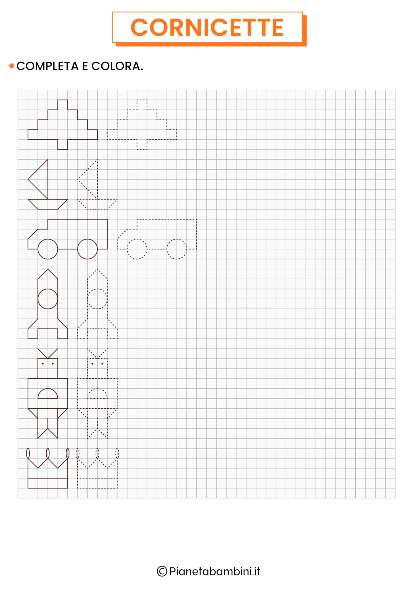 23 Pagine di Cornicette a Quadretti da Stampare e Completare ...