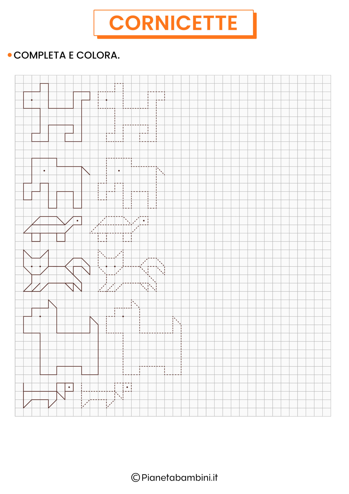 23 Pagine di Cornicette a Quadretti da Stampare e Completare ...
