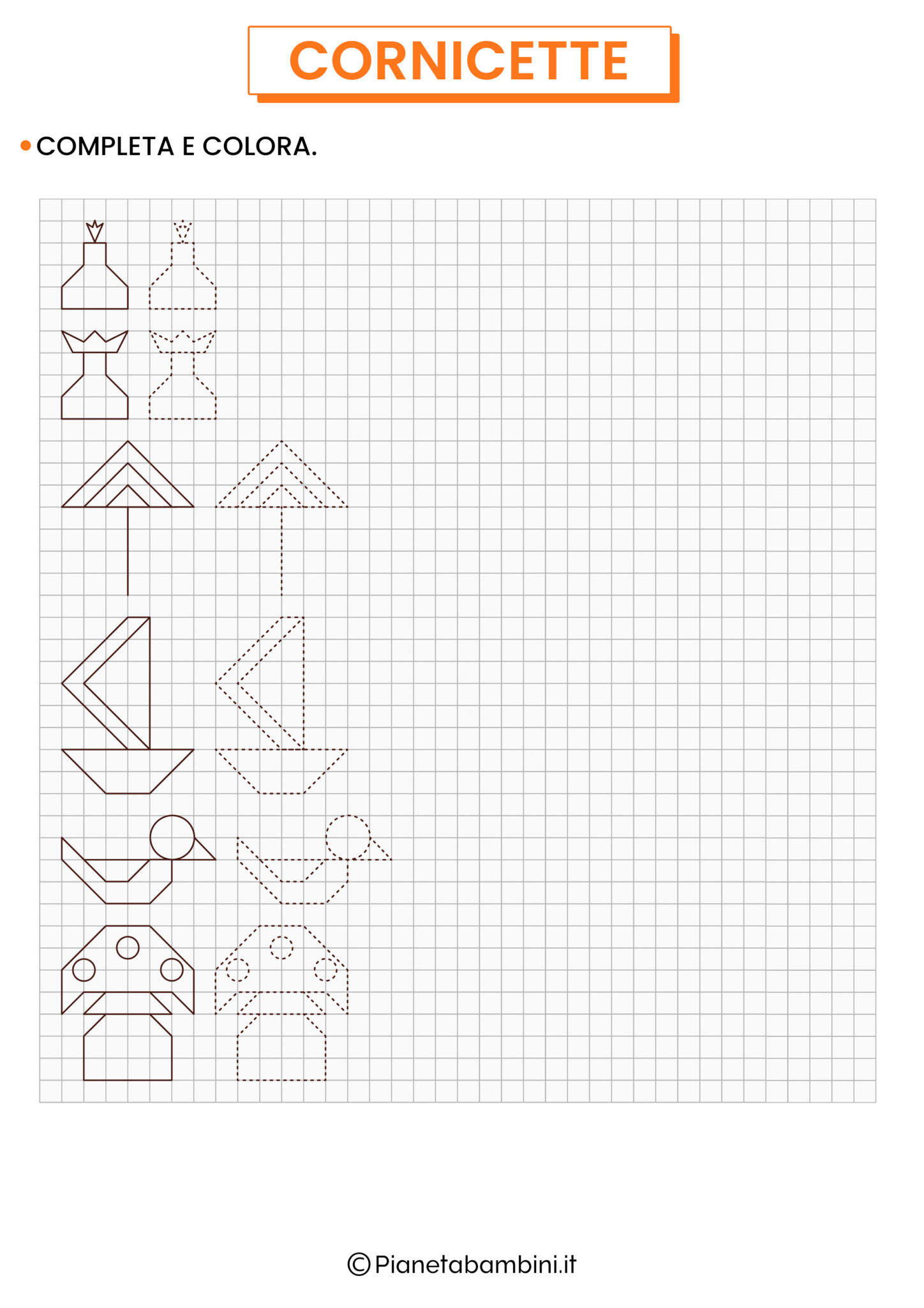23 Pagine di Cornicette a Quadretti da Stampare e Completare ...